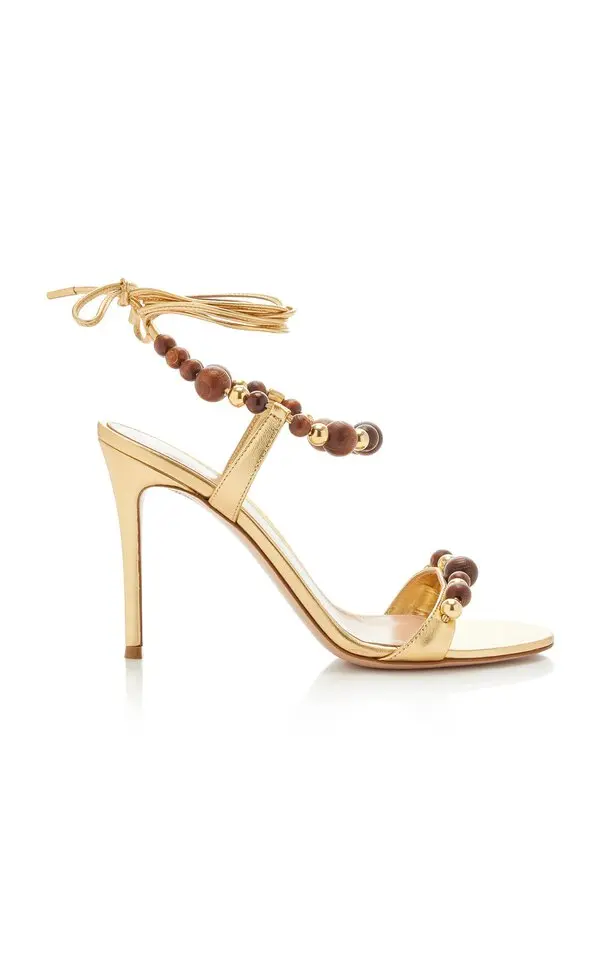 GIANVITO ROSSI Beaded Metallic-leather Sandals - Multi