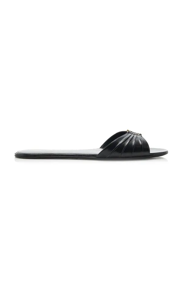 Saint Laurent Babylon Leather Mules - Black