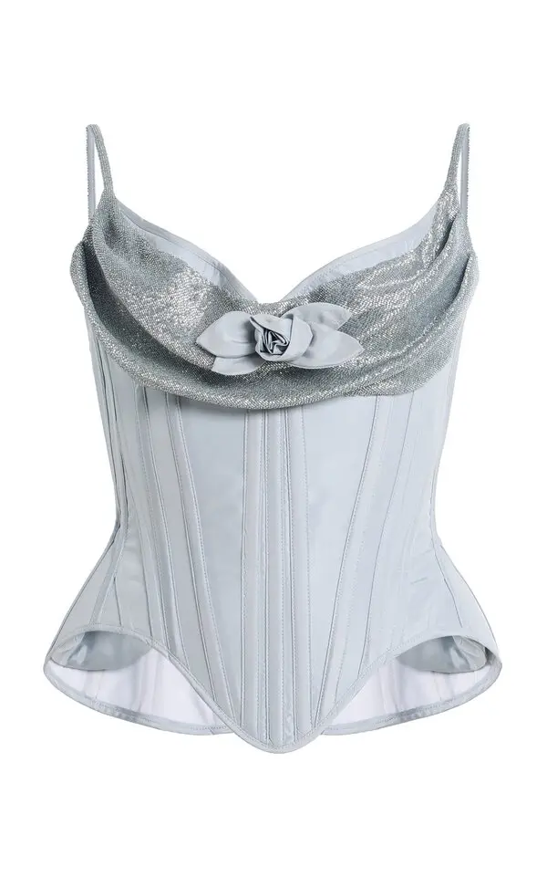 WIEDERHOEFT Silk Taffeta Corset Top - Blue