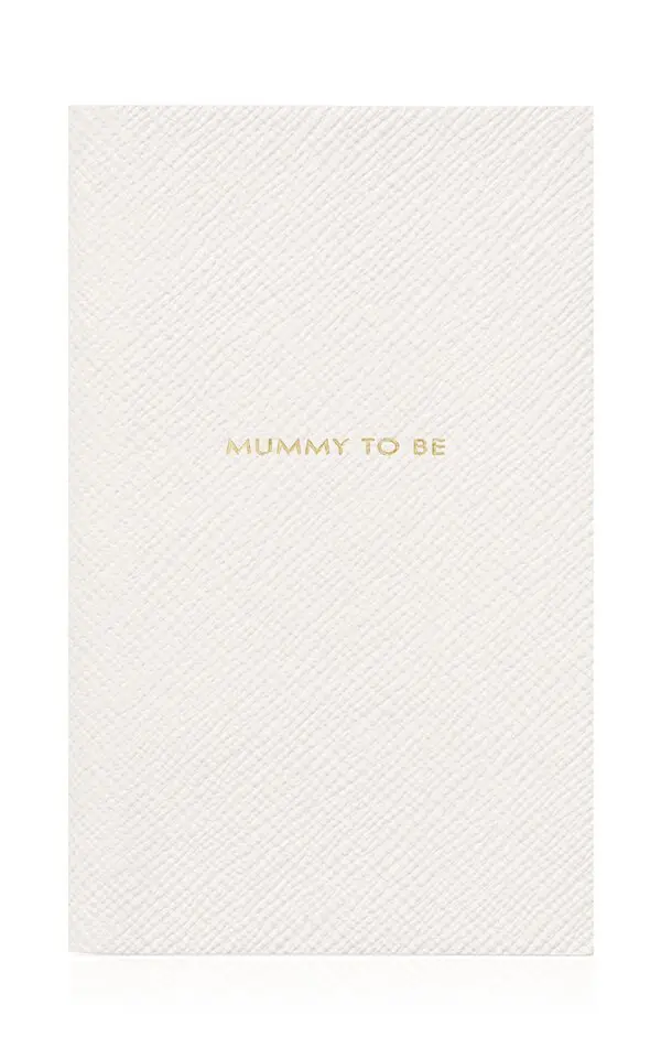 Smythson Mummy To Be Panama Leather Notebook - White