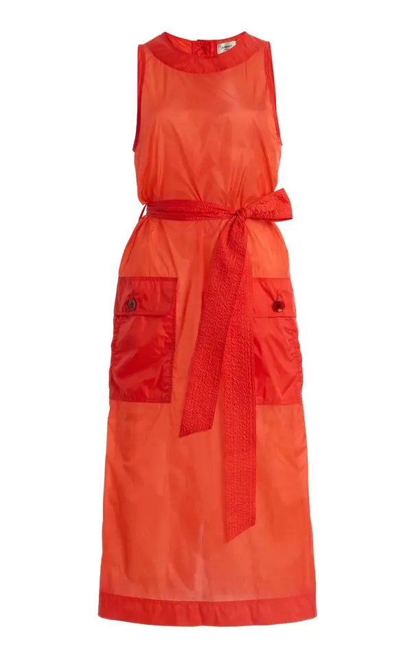 Saint Laurent Button-back Nylon Midi Dress - Orange