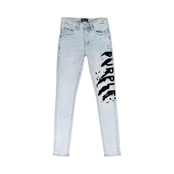 PURPLE BRAND Flocked Painted Wordmark Skinny Jeans