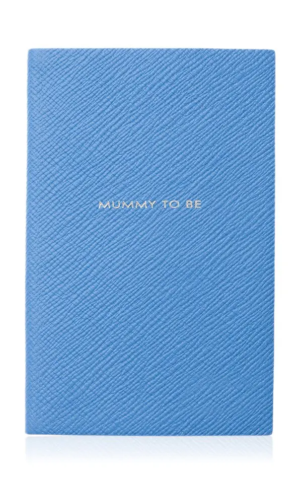 Smythson Mummy To Be Panama Leather Notebook - Blue