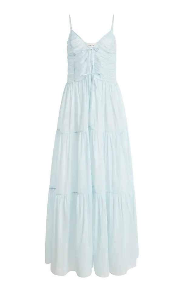 MORE NOIR Maeve Cotton-silk Voile Maxi Dress - Blue