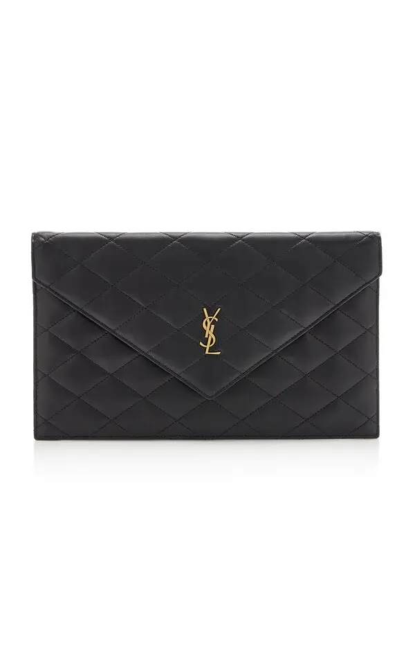 Saint Laurent Paris Leather Pouch - Black