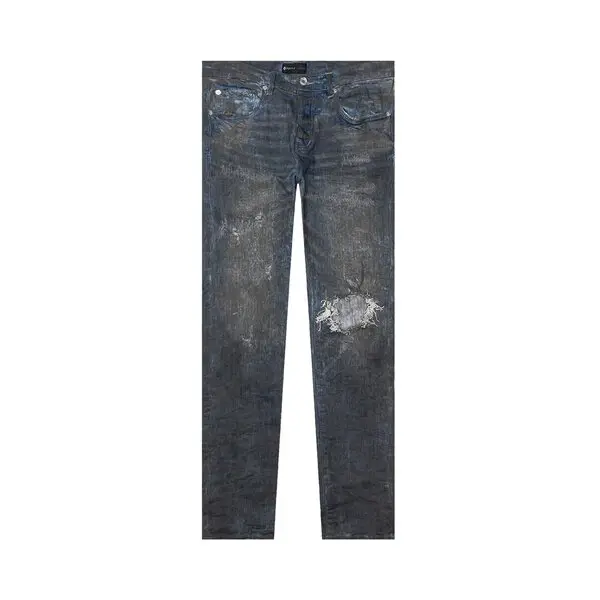 PURPLE BRAND Low Rise Skinny Jeans 'waxed Mechanic Indigo Blowout - Black