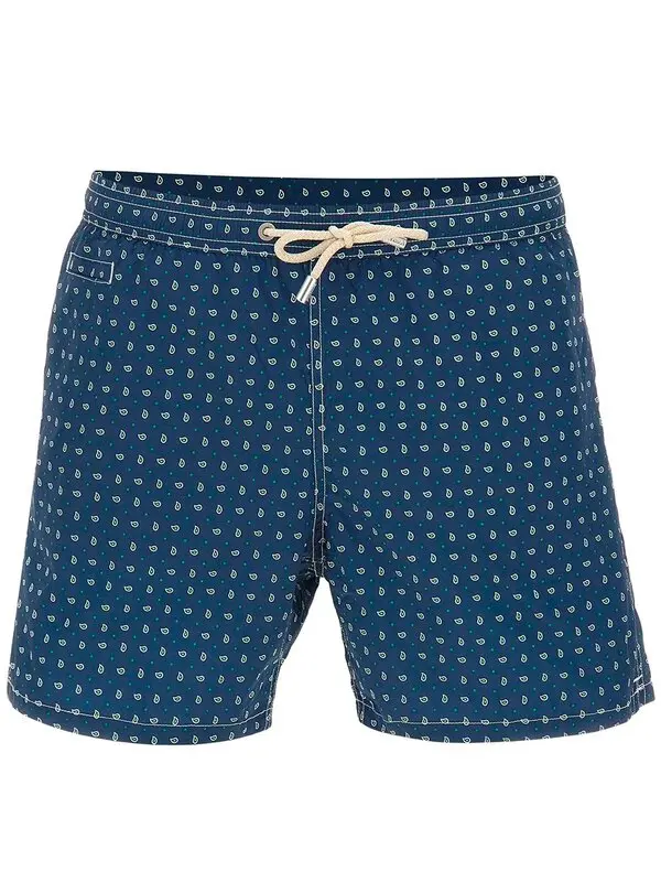 MC2 SAINT BARTH Swimsuit With Paisley And Polka Dot Print - Blue
