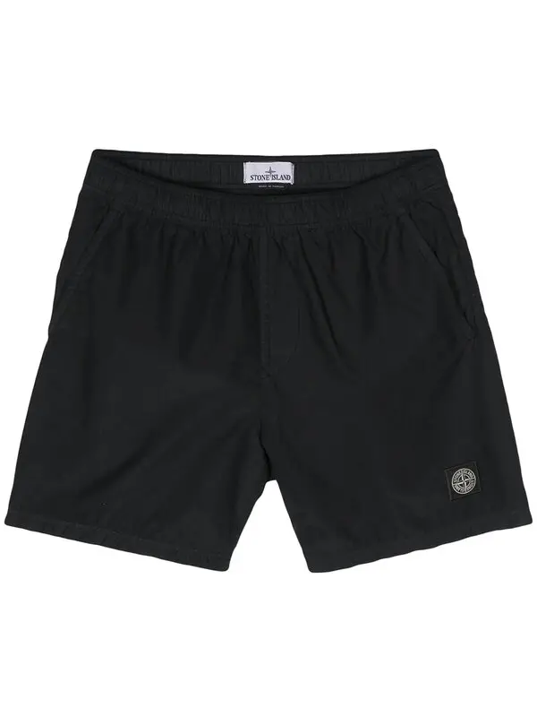 Stone Island Swim Shorts With Compass Application - Black