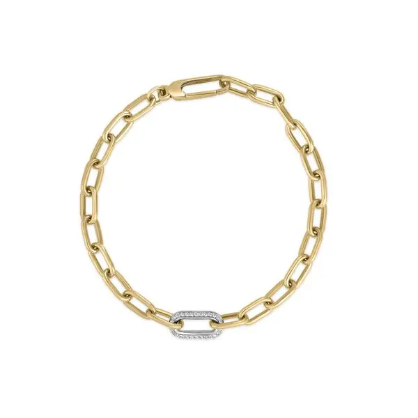 Roberto Coin 18k Gold Paperclip Link Chain Bracelet With Diamond - Tt