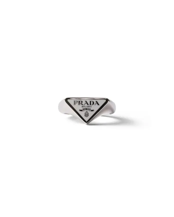 Prada Enameled Metal Ring - Gold/silver