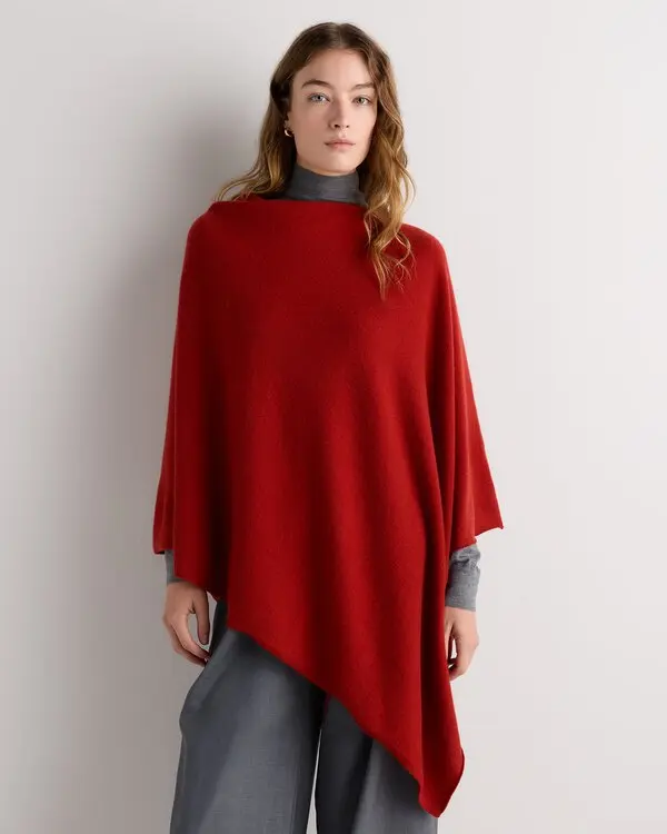 Quince Mongolian Cashmere Poncho - Dune Red