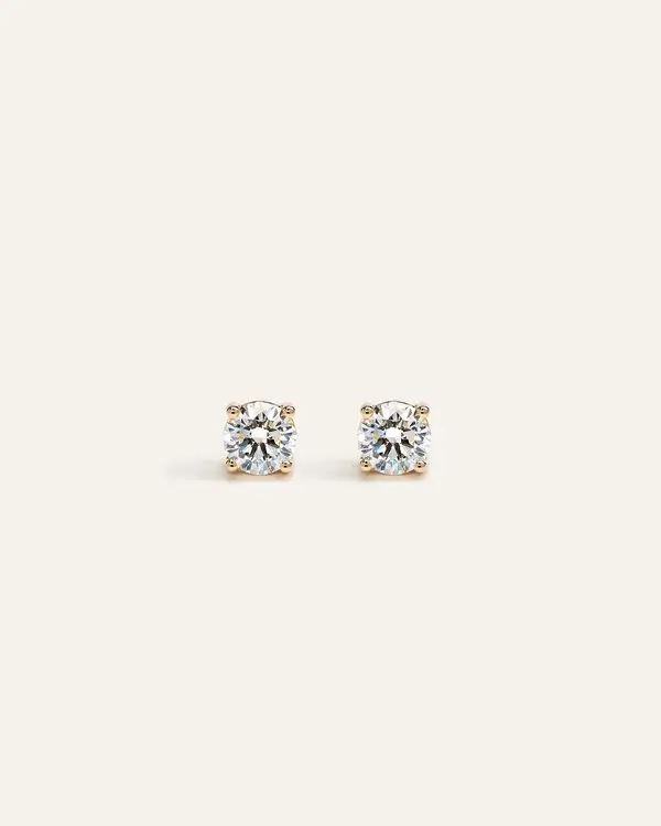 Quince 14k Gold Lab Grown Diamond Four-prong Solitaire Studs 0.50ct - Yellow Gold