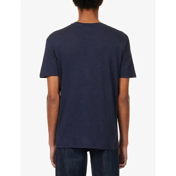 Sunspel Short-sleeve Cotton-linen T-shirt - Navy