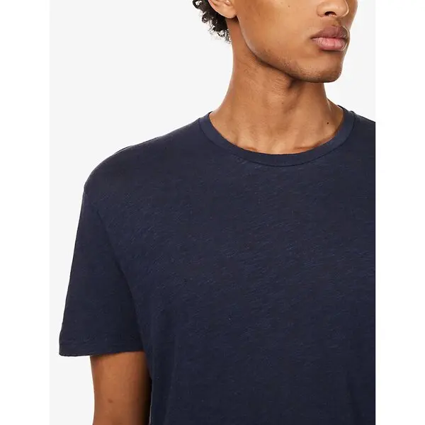 Sunspel Short-sleeve Cotton-linen T-shirt - Navy