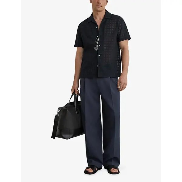 REISS Belardo Textured Crochet Shirt