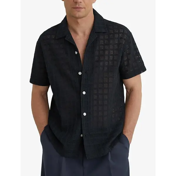 REISS Belardo Textured Crochet Shirt