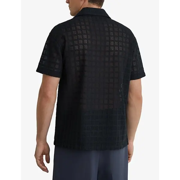 REISS Belardo Textured Crochet Shirt