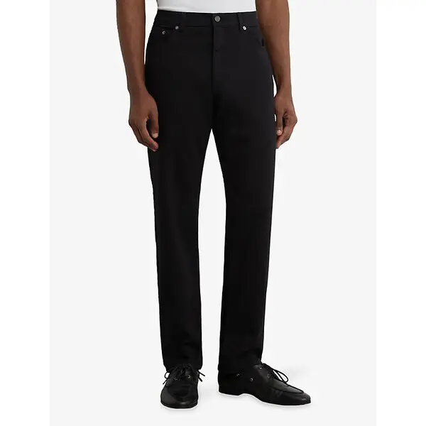 REISS Bishopsgate Tapered-leg Slim-fit Denim Jeans - Solid Black