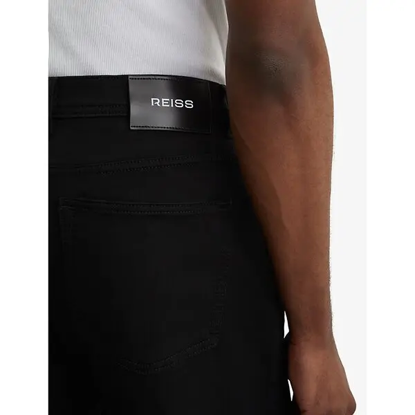 REISS Bishopsgate Tapered-leg Slim-fit Denim Jeans - Solid Black