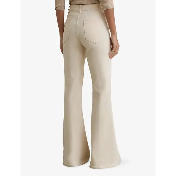 REISS Cali Flared Denim Jeans - Ecru