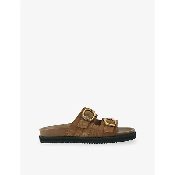 Kurt Geiger Bancroft Flat Suede Sandals - Tan