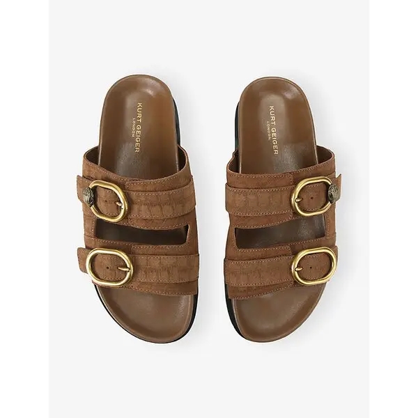 Kurt Geiger Bancroft Flat Suede Sandals - Tan