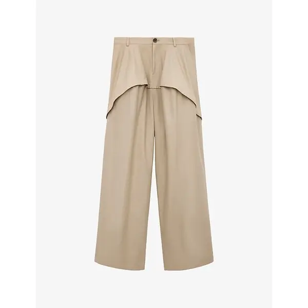 Loewe X Paula's Ibiza Wide-leg High-rise Cotton Trousers - Beige