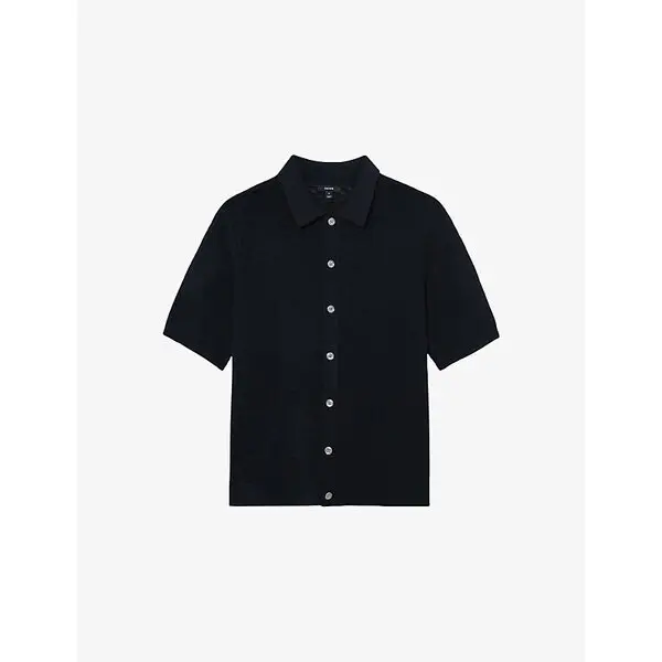 REISS Phoenix Short-sleeved Knitted Shirt - Navy