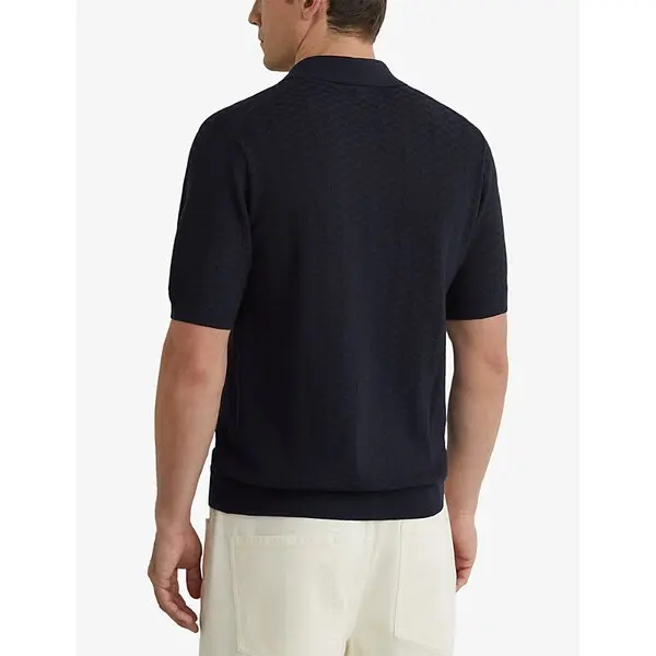 REISS Phoenix Short-sleeved Knitted Shirt - Navy