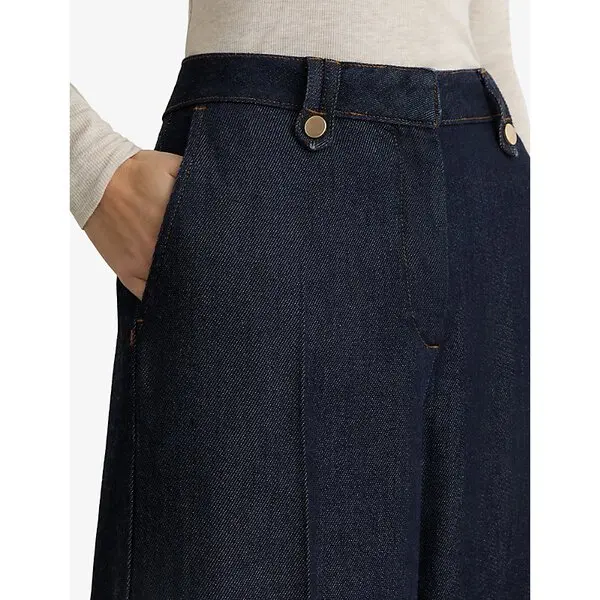 REISS Kaia Wide-leg Woven Trousers - Indigo
