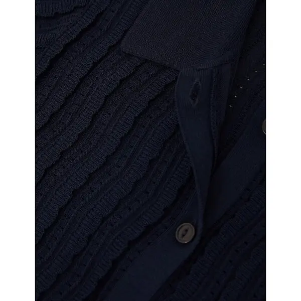 REISS Audrey Short-sleeved Knitted Shirt - Navy