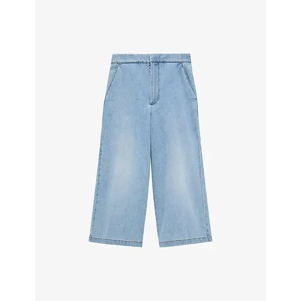 Loewe X Paula's Ibiza Cropped Wide-leg Denim Trousers - Washed Blue