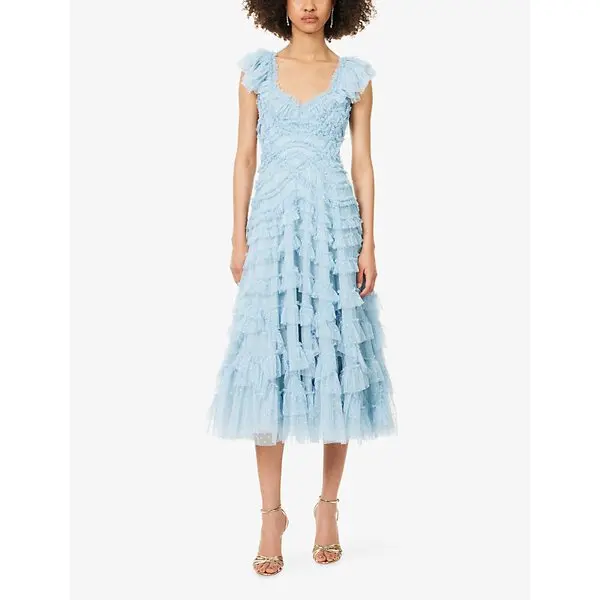 lola backless ballerina dress Needle & Thread Lola Backless Ballerina Tulle Dress - Aqua