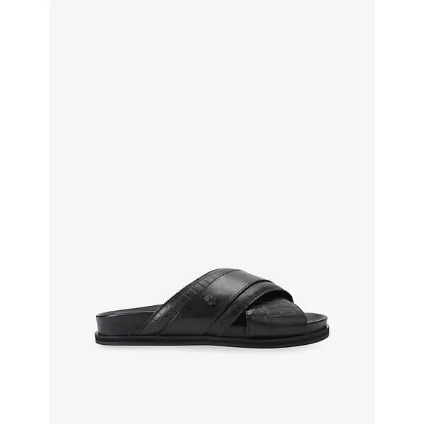 Kurt Geiger Baron Flat Leather Sandals - Blk/other
