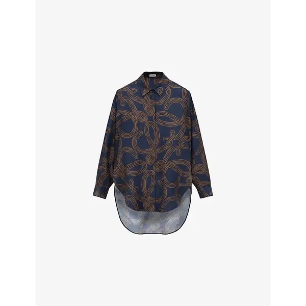 Loewe X Paula's Ibiza Anagram-print Silk Shirt - Navy/brown