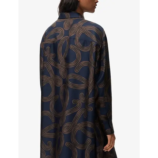Loewe X Paula's Ibiza Anagram-print Silk Shirt - Navy/brown