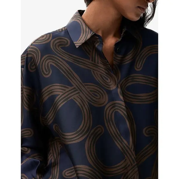 Loewe X Paula's Ibiza Anagram-print Silk Shirt - Navy/brown