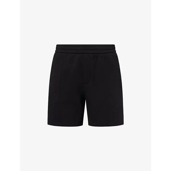 Emporio Armani Logo-embroidered Double-jersey Bermuda Track Shorts - Black Beauty