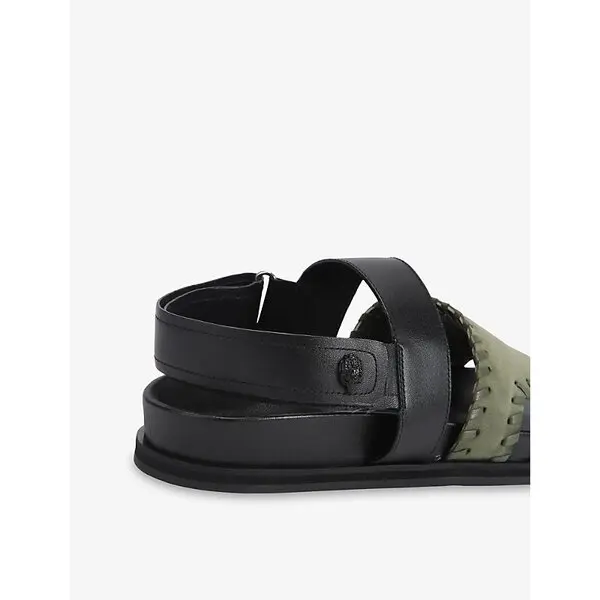 Kurt Geiger Baker Flat Leather Sandals - Blk/green