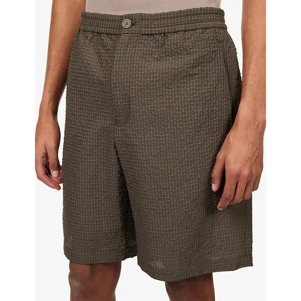 Emporio Armani Seersucker Woven Bermuda Shorts