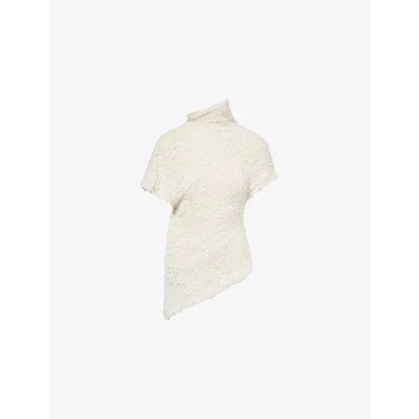 Khaite Rhodes Asymmetric Bouclé Cotton Top