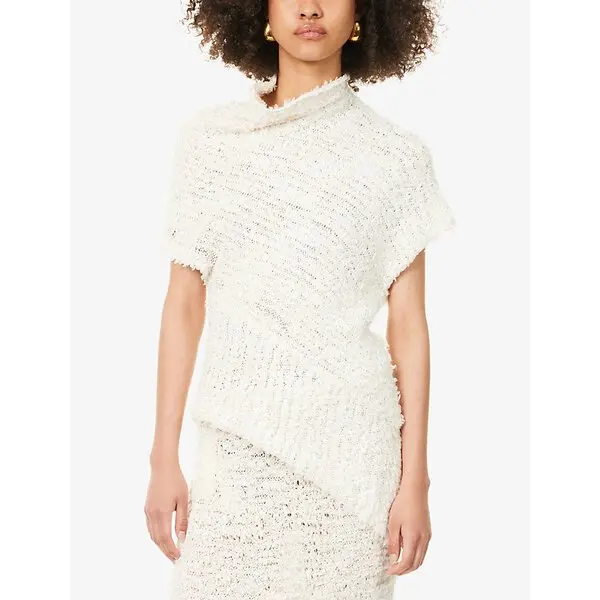 Khaite Rhodes Asymmetric Bouclé Cotton Top