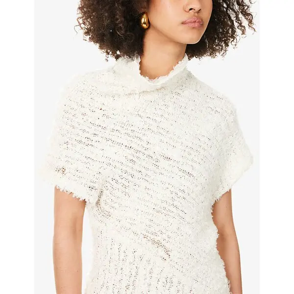 Khaite Rhodes Asymmetric Bouclé Cotton Top