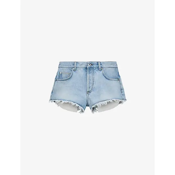Loewe Frayed-hem High-rise Denim Shorts - Washed Blue