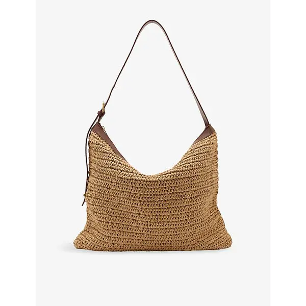 REISS Vigo Slouchy Raffia Tote Bag - Natural