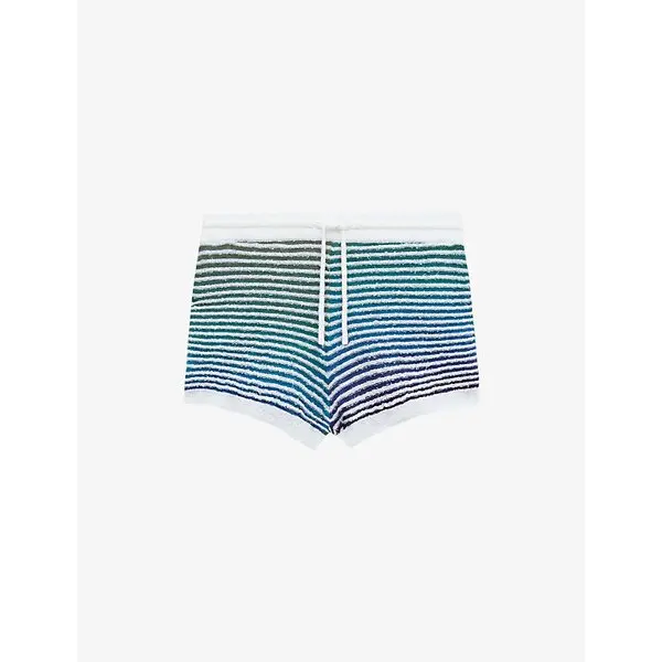 Loewe X Paula's Ibiza Stripe-print Knitted Cotton-blend Shorts - Multicolor/white