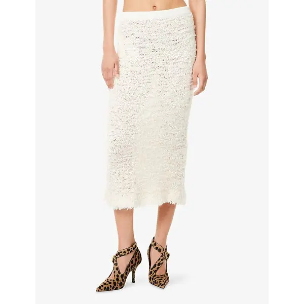 Khaite Adela Bouclé Midi Skirt - Ivory