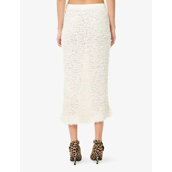 Khaite Adela Bouclé Midi Skirt - Ivory