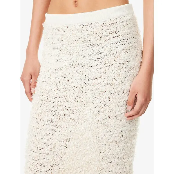 Khaite Adela Bouclé Midi Skirt - Ivory