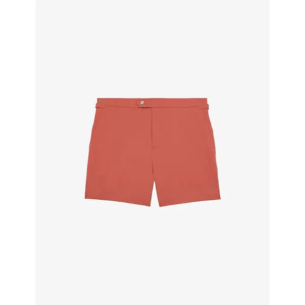 REISS Side-adjuster Swim Shorts - Dusty Orange
